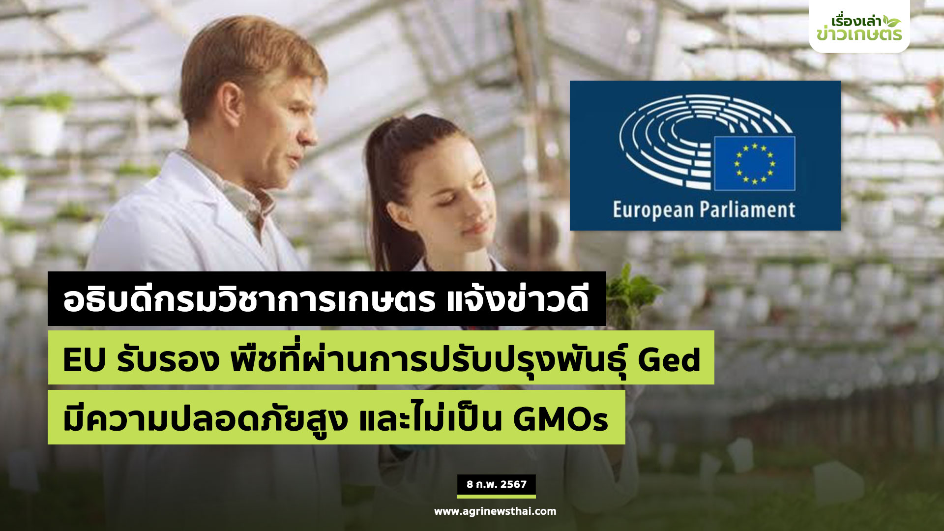 กรมวิชาการเกษตร แจ้งข่าวดี EU โดยรัฐสภายุโรปมีมติรับรองพืชที่ผ่านการปรับปรุงพันธุ์ด้วยเทคโนโลยี ...